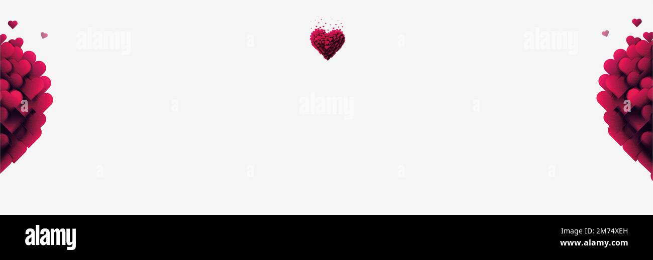 Valentine's Day background February 14th. Gifts, confetti, red hearts ...