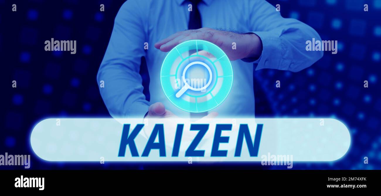 Text caption presenting Kaizen. Business concept a Japanese business ... Text caption presenting Kaizen. Business concept a Japanese business ...