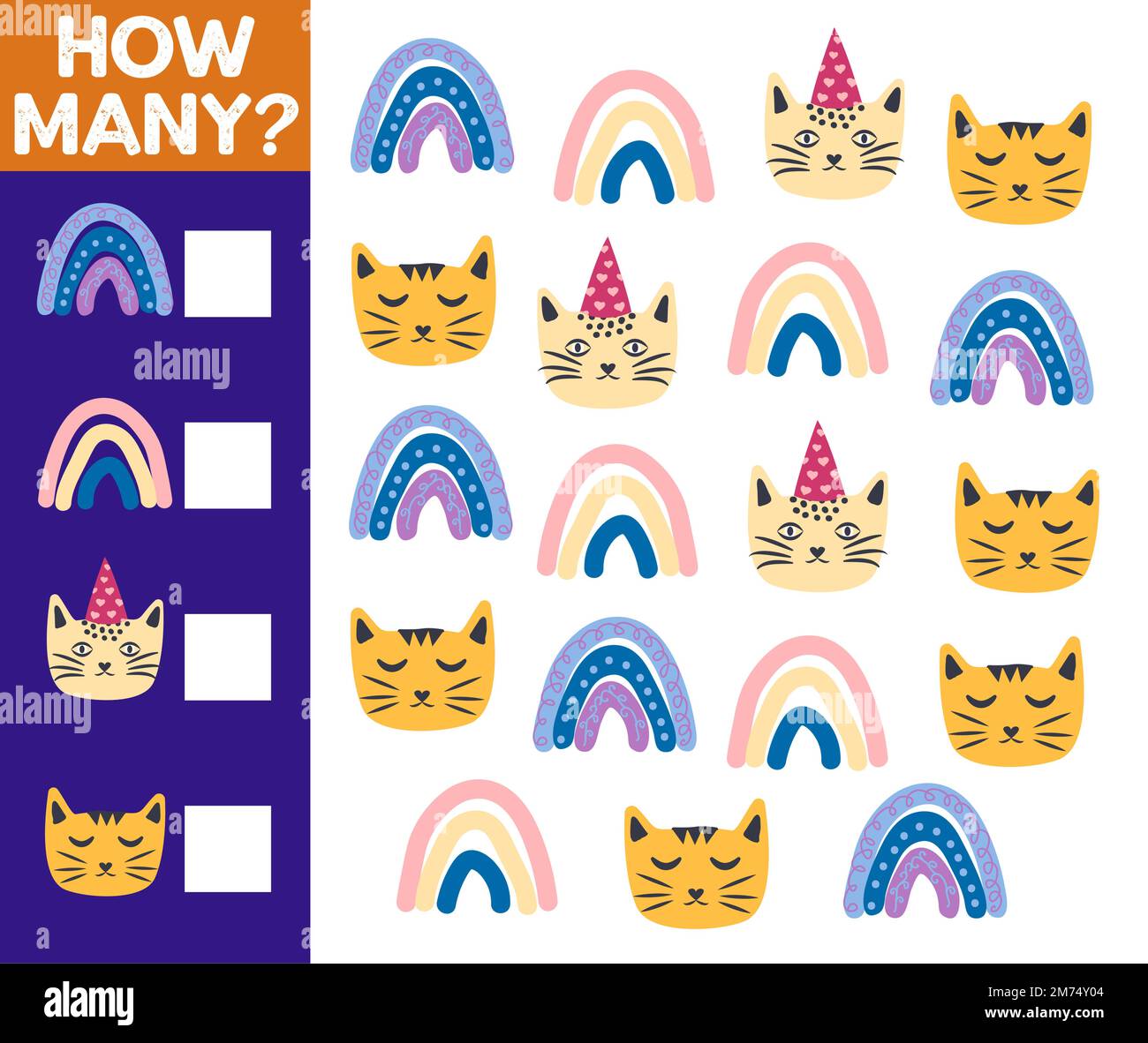 How many Cat, game for children. How many are they game. Count the Cats ...