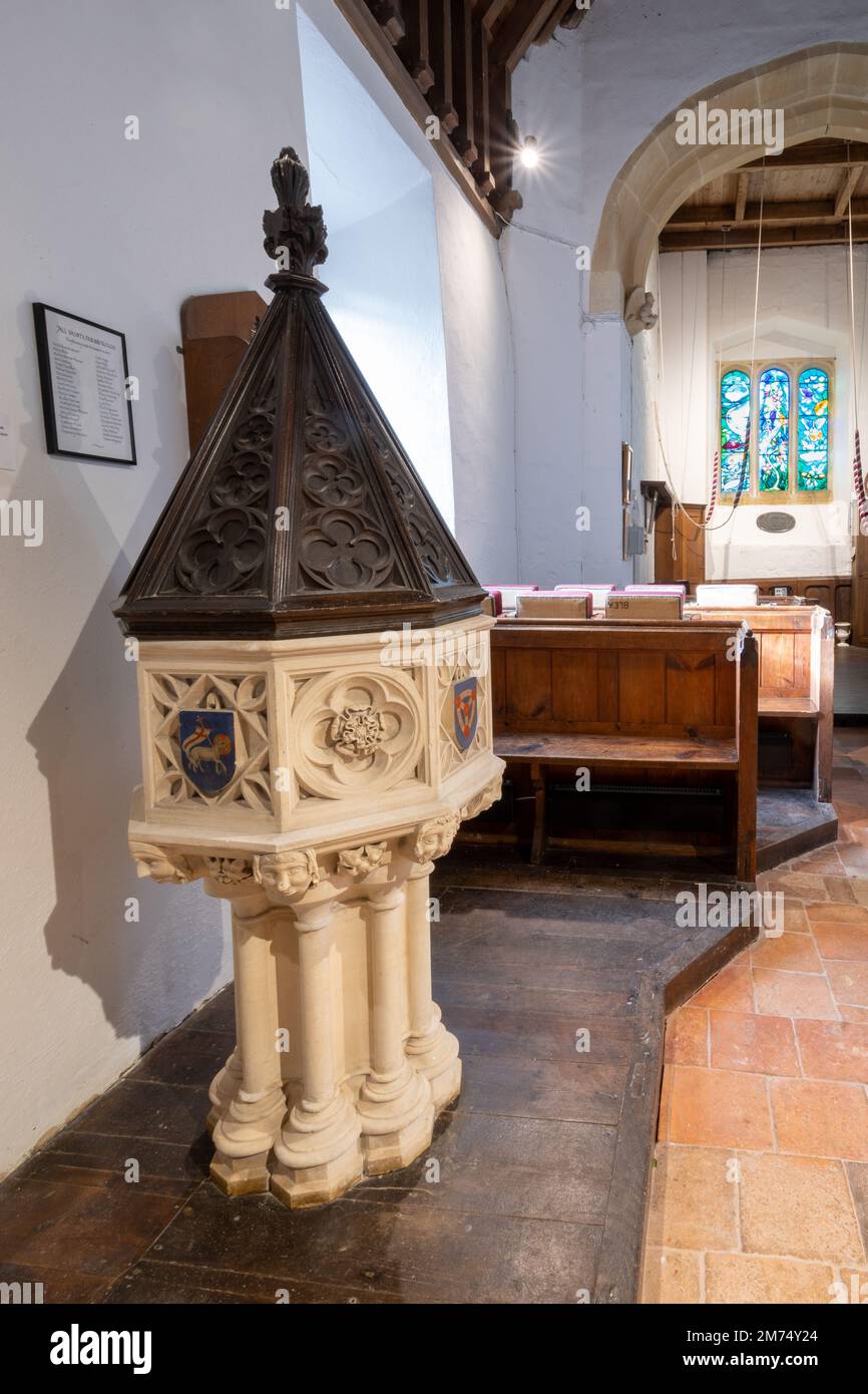 Interior of All Saints parish church in Farnborough, West Berkshire ...
