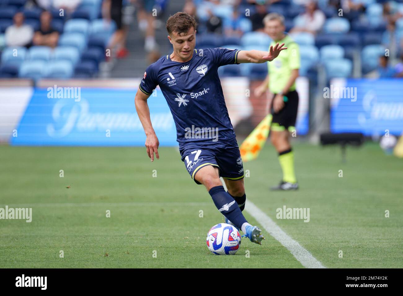 Callan Elliot of Wellington Phoenix controls the ball during the match ...