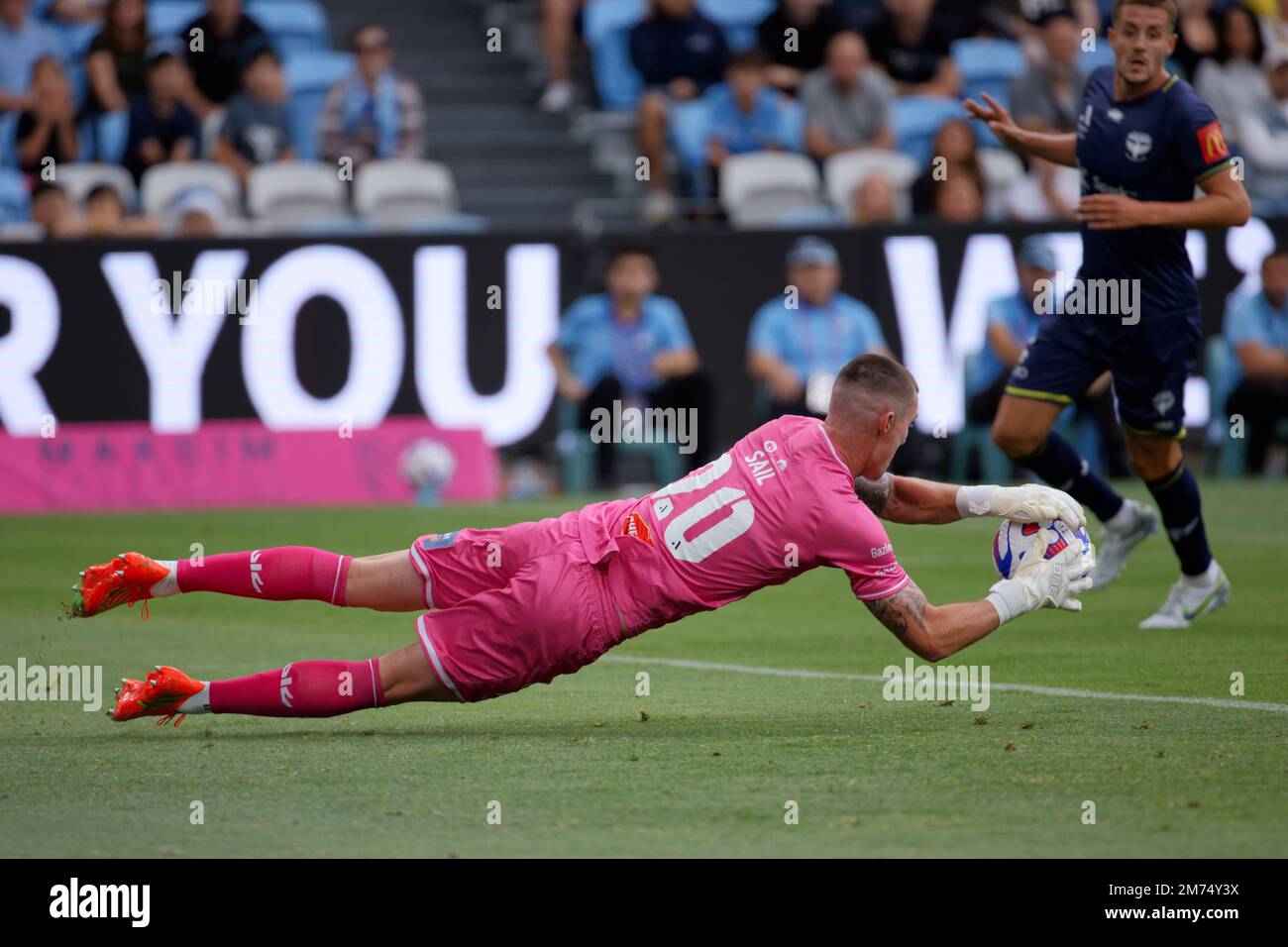 Oliver Sail of Wellington Phoenix catches the ball during the match ...