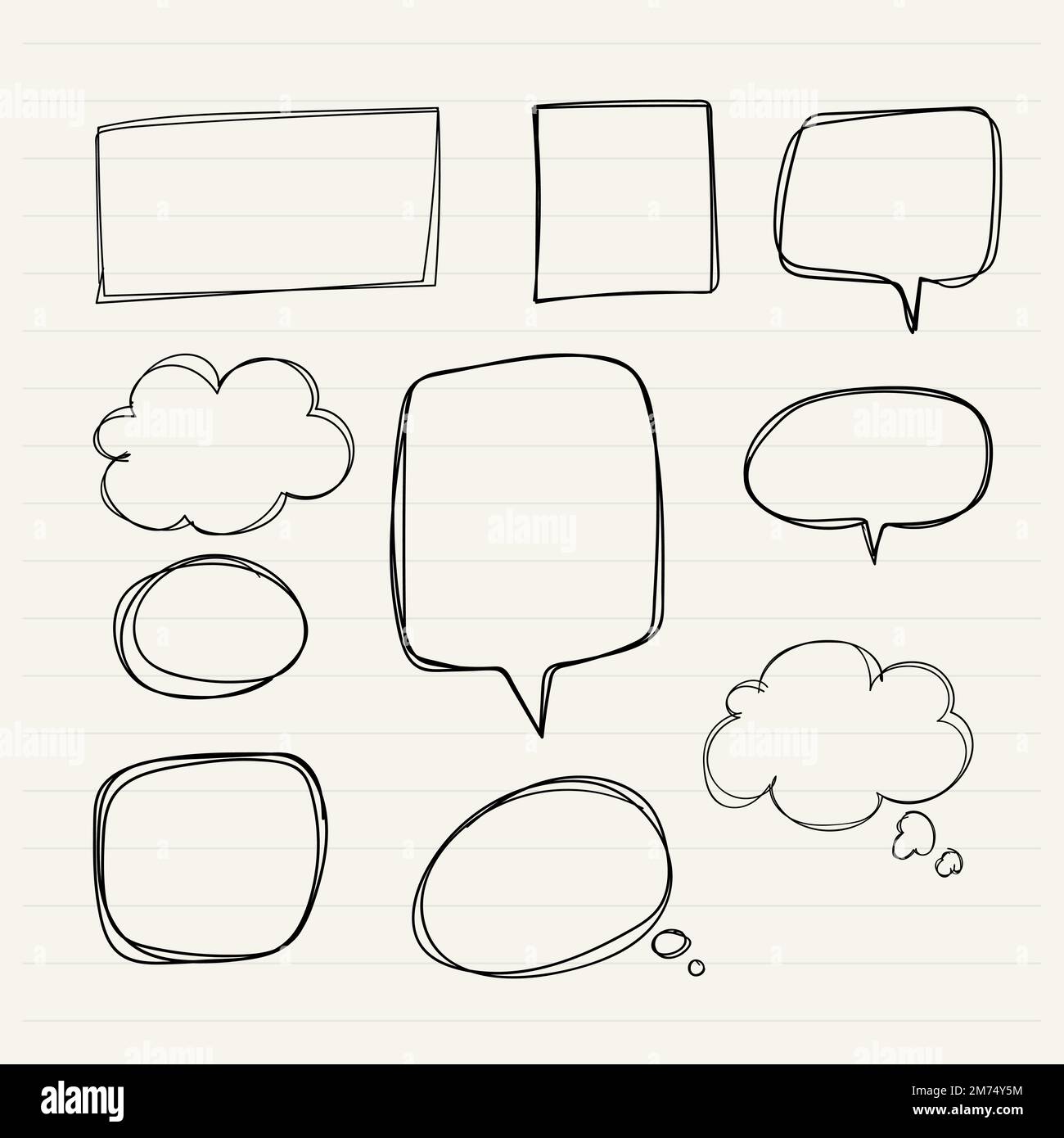 Hand-drawn doodle speech bubbles vector set Stock Vector Image & Art ...
