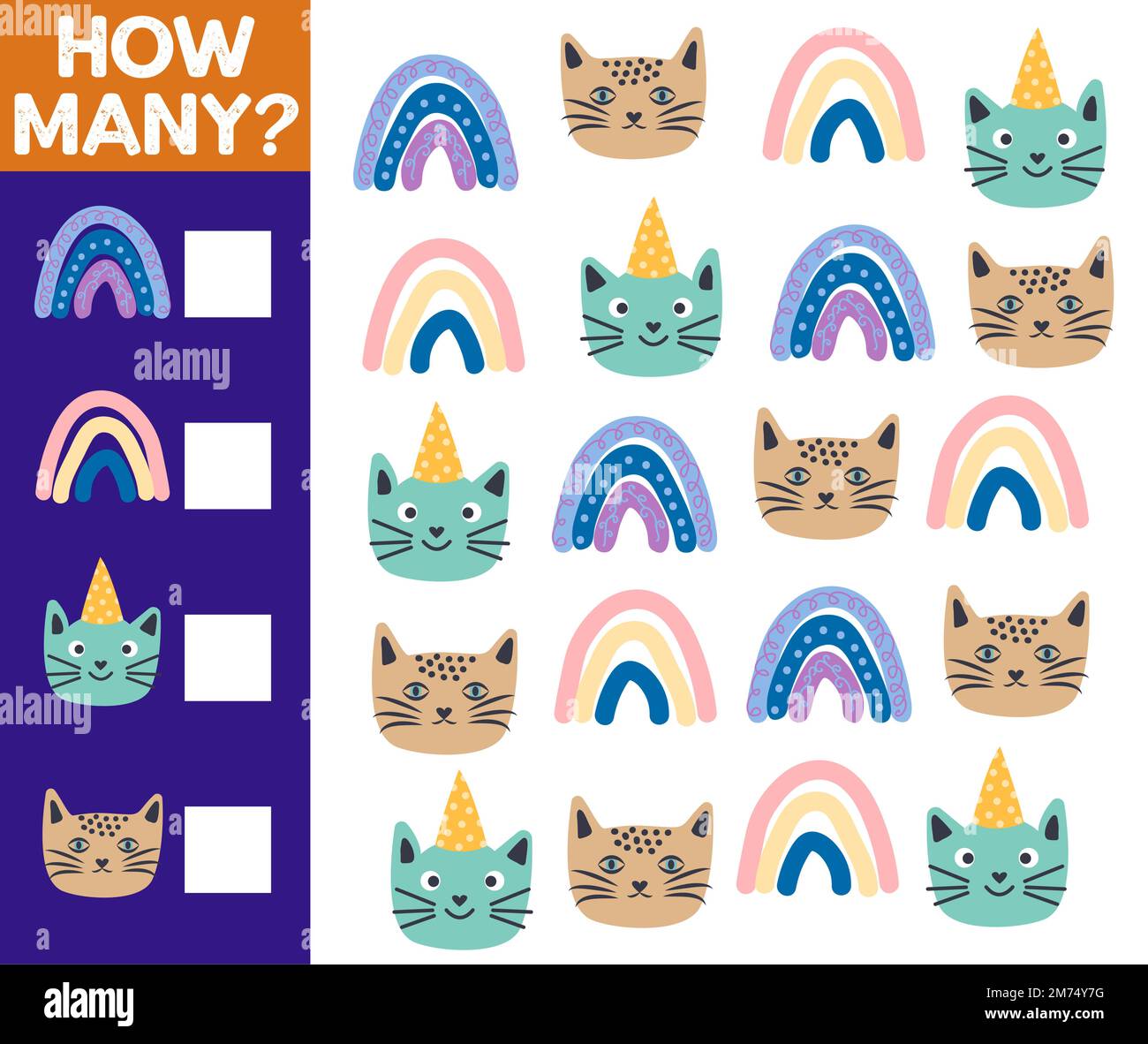How many Cat, game for children. How many are they game. Count the Cats ...