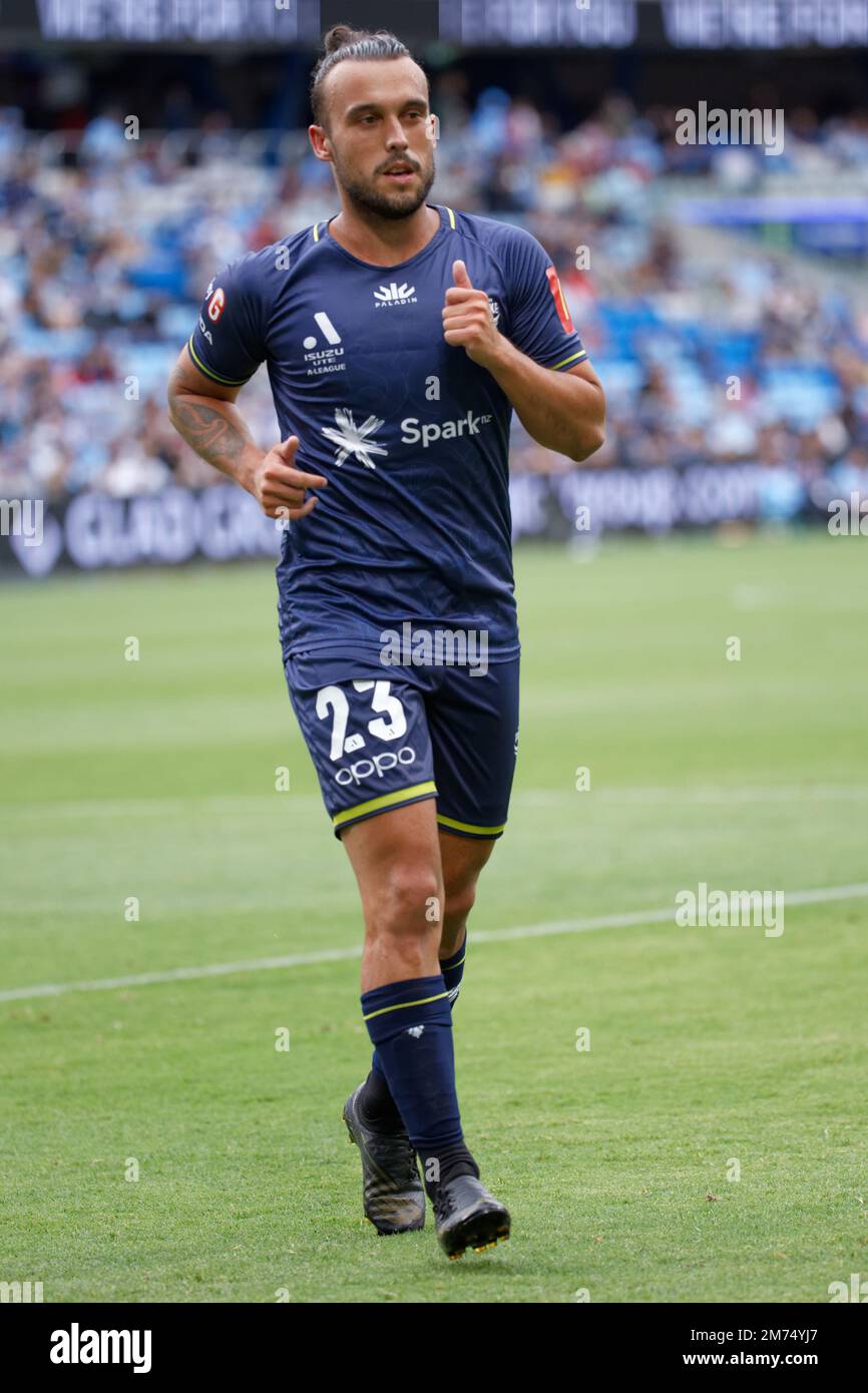 Clayton Lewis of Wellington Phoenix shuffles to take a corner during ...