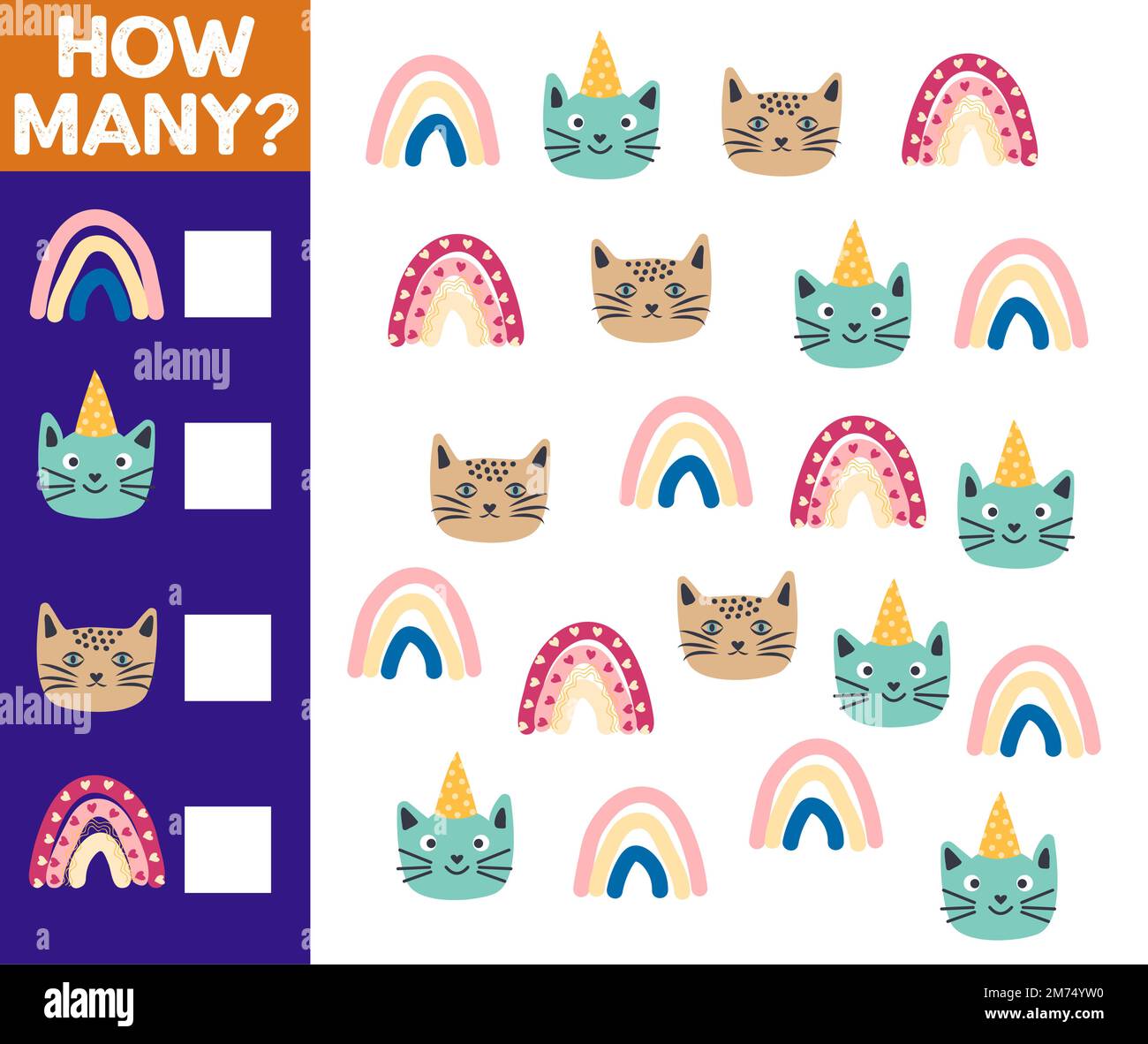 How many Cat, game for children. How many are they game. Count the Cats ...
