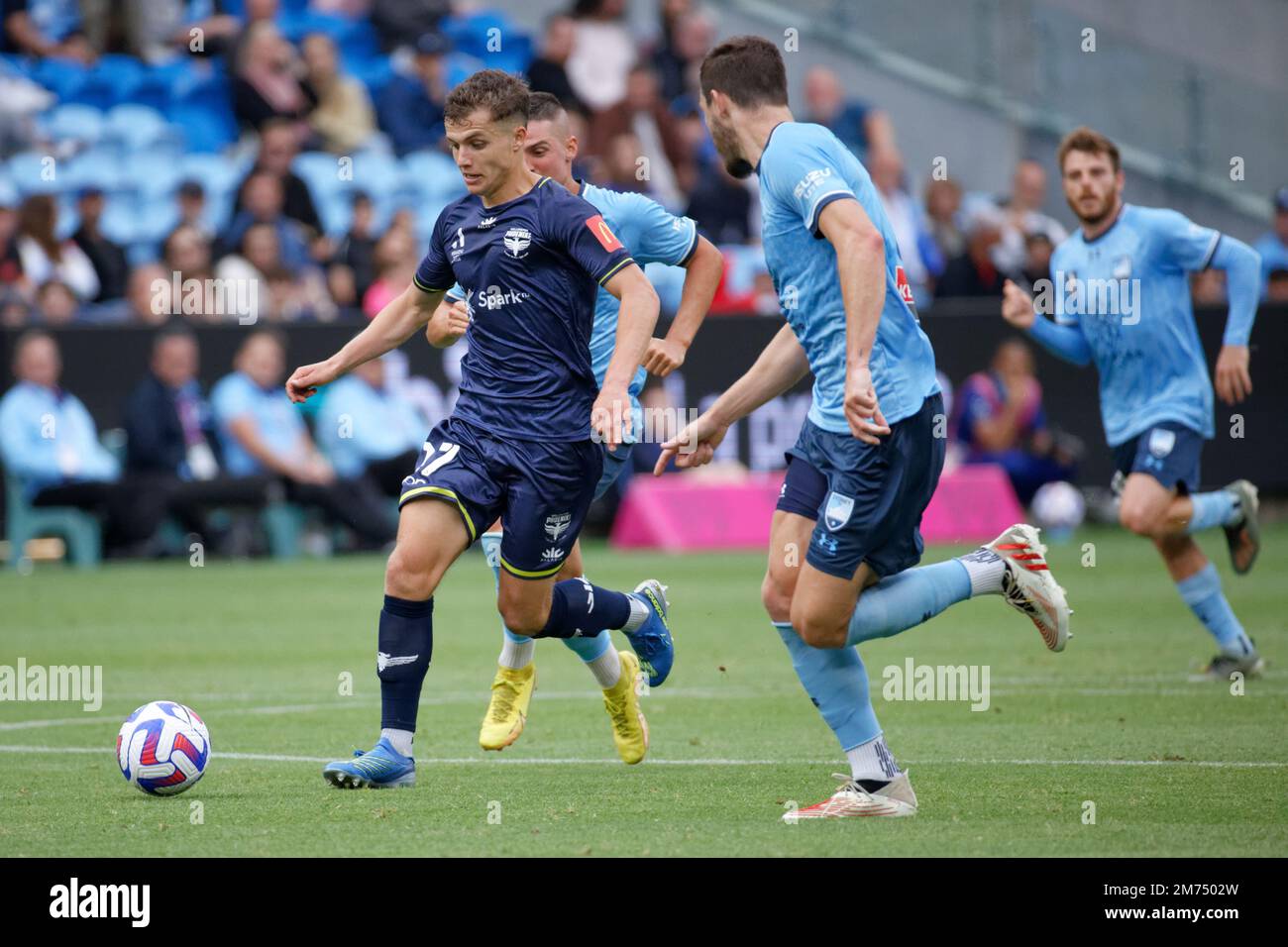 Callan Elliot of Wellington Phoenix controls the ball during the match ...