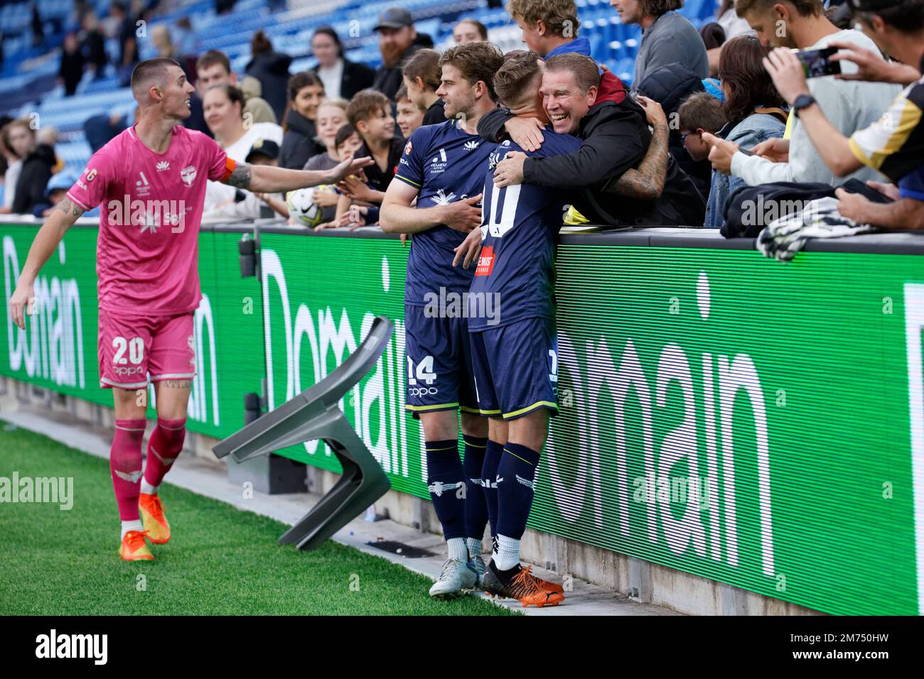 Oliver Sail, Alex Rufer and David Ball of Wellington Phoenix thanks ...