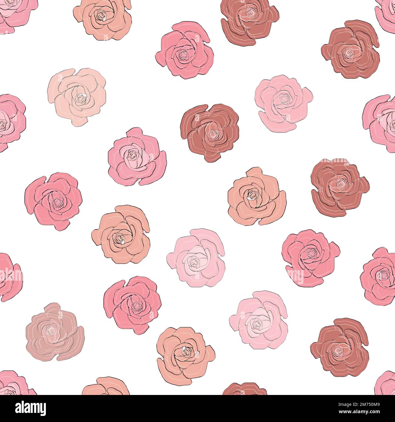 Seamless pattern rose and peony flowers. Confetti, cosmetics, wedding ...