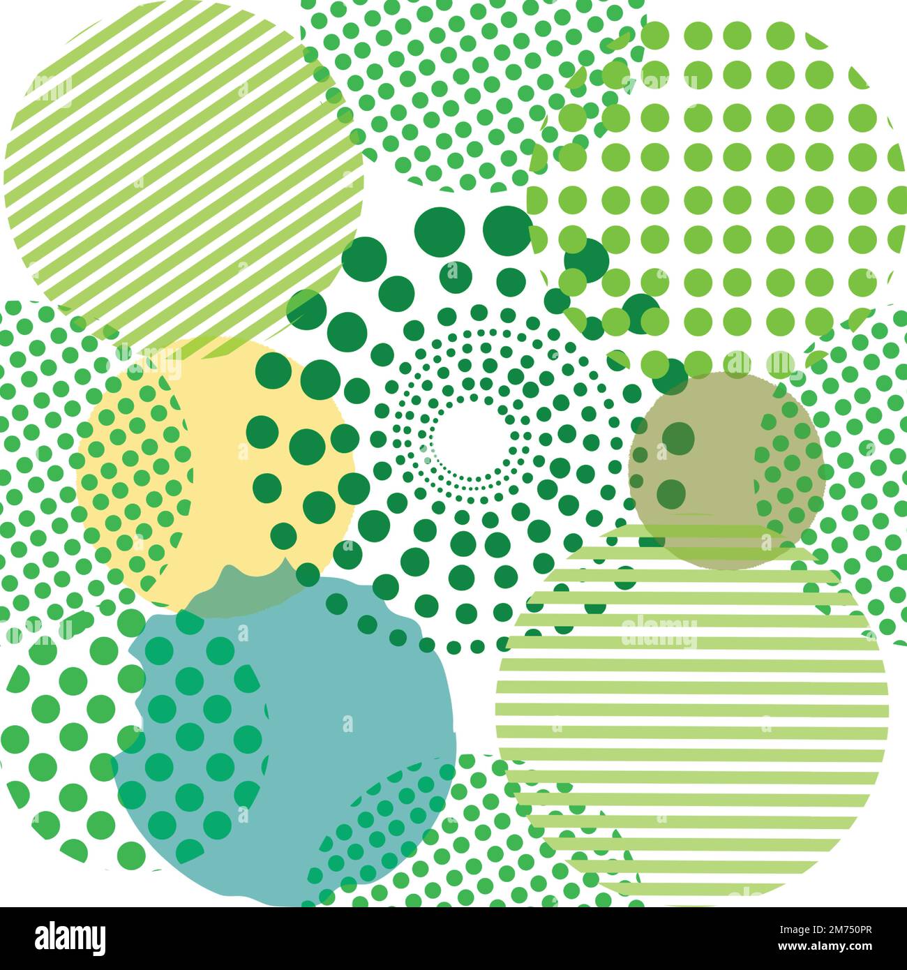 Different shaped circles green pantone seamless pattern, shiny sphere ...