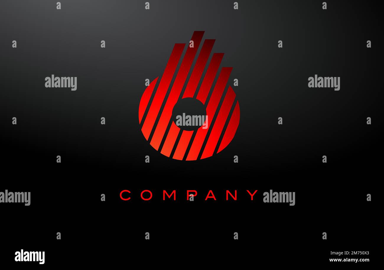 O Letter Logo Design with Red Lines Vector. Red Letter Icon ...
