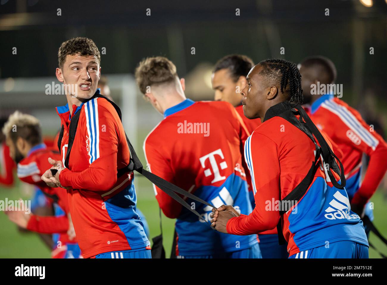 Doha, Qatar. 07th Jan, 2023. Benjamin Pavard (l) and Mathys Tel of FC ...