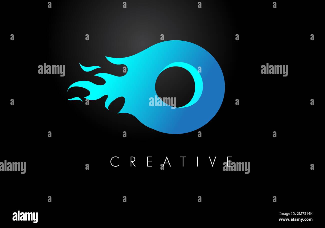 Blue fire Blue O Letter Flame Logo Design. Fire Logo Lettering Concept ...