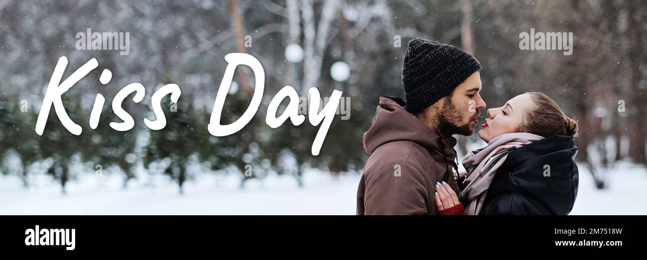 Happy kiss day web banner. Kiss day, February 13, golden day in ...