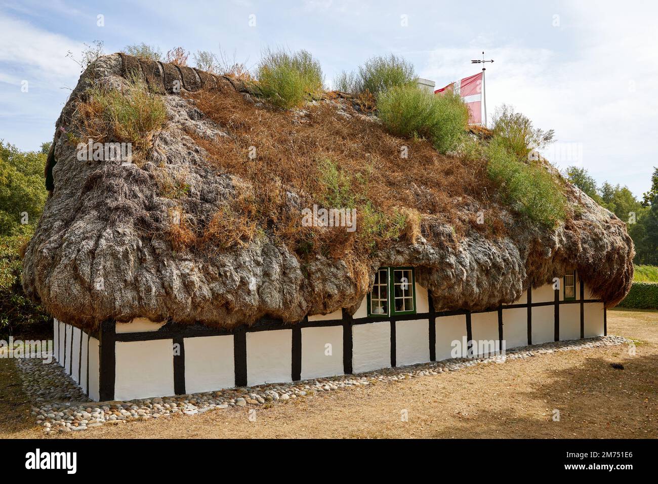 Seaweed roofed, timber-framed house; Hedvigs Hus (Hedvig's House); Læsø ...