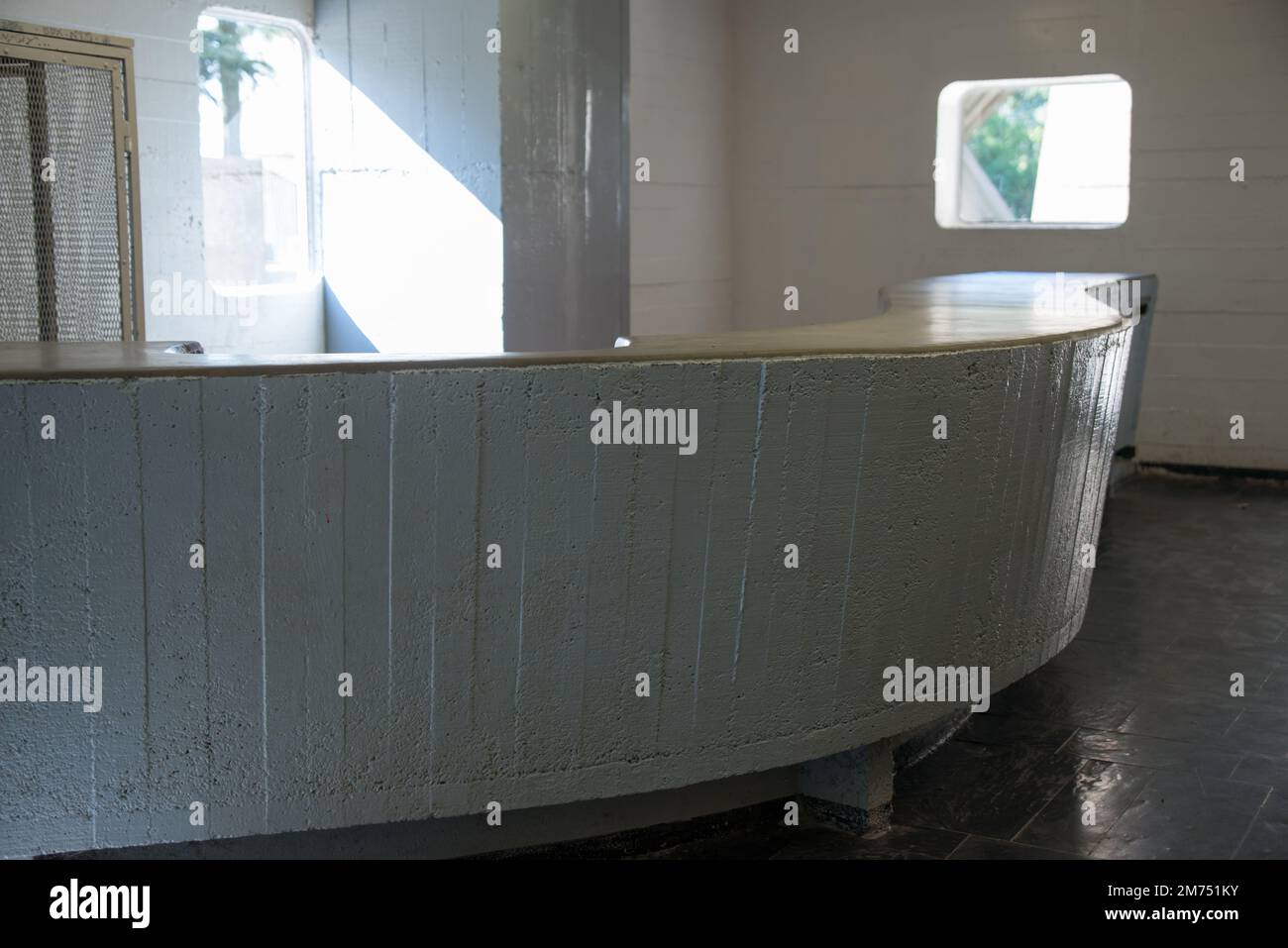 The interior with the curved deck of the Unite d'habitation developed ...