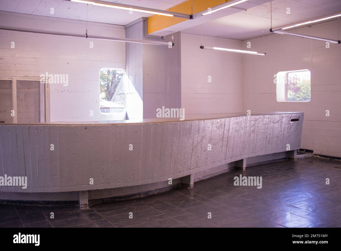 The interior with the curved deck of the Unite d'habitation developed ...