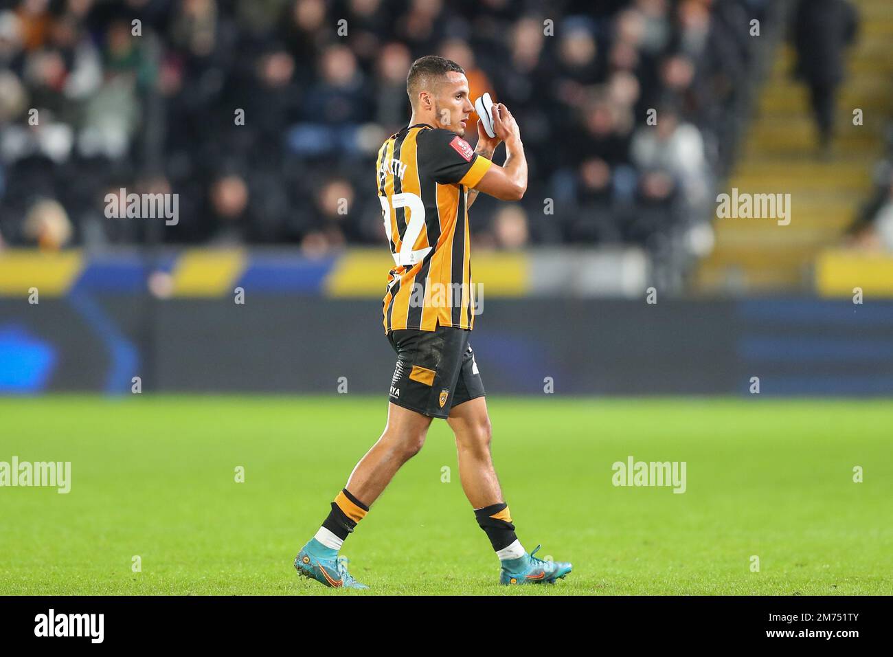 Tyler Smith #22 of Hull City applauds the fans as he is substituted ...
