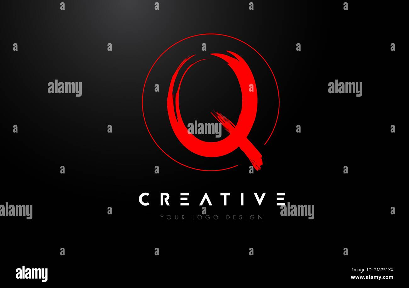 Red Q Brush Letter Logo Design. Artistic Handwritten Brush Letters Logo ...