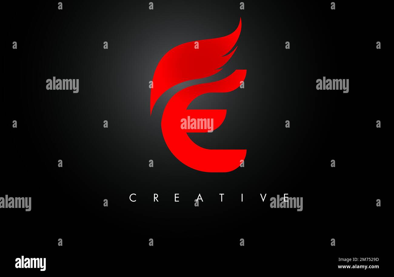 Red E Letter Wings Logo Design Icon. Flying Wing Letter Logo with ...