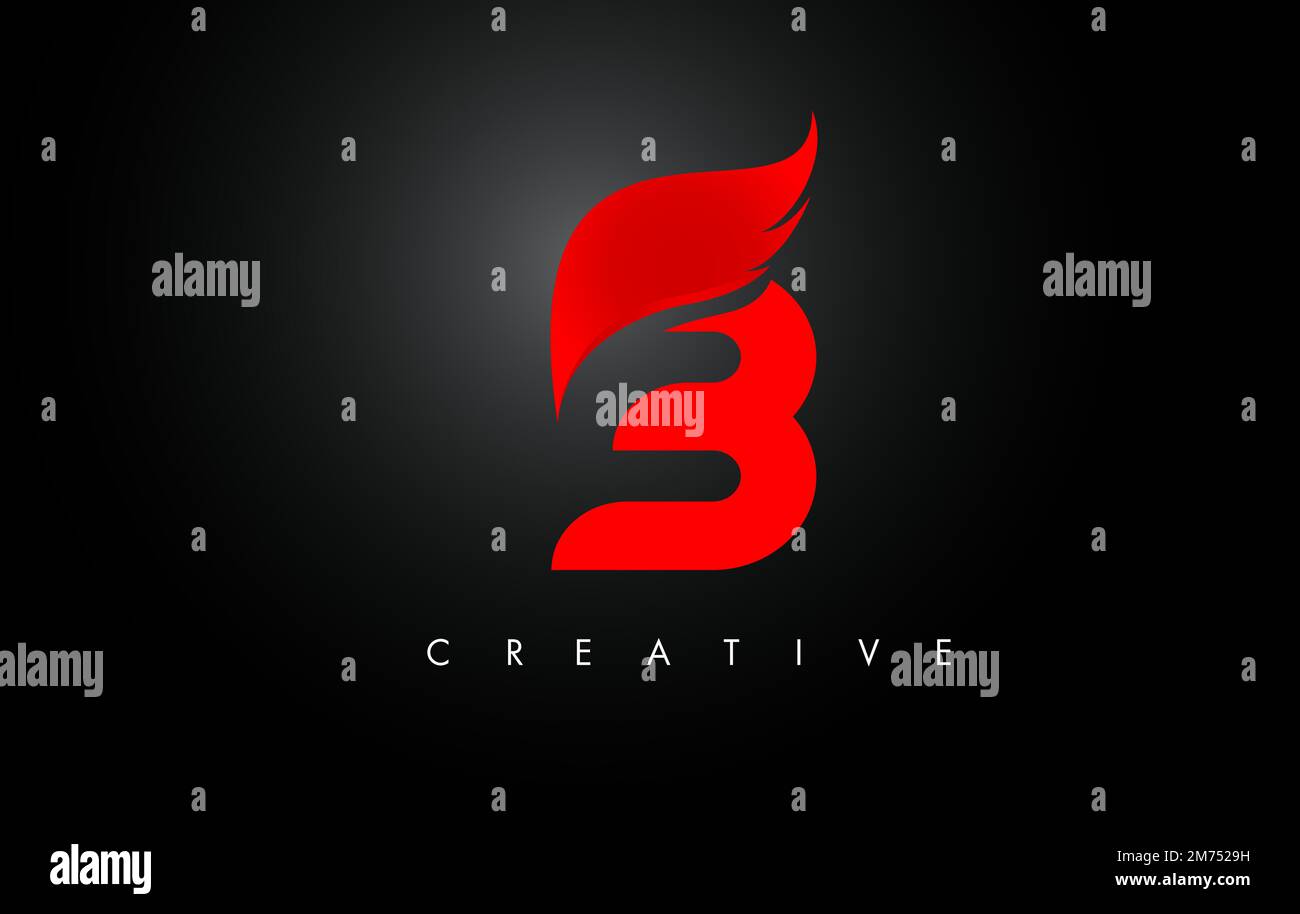 Red B Letter Wings Logo Design Icon. Flying Wing Letter Logo with ...