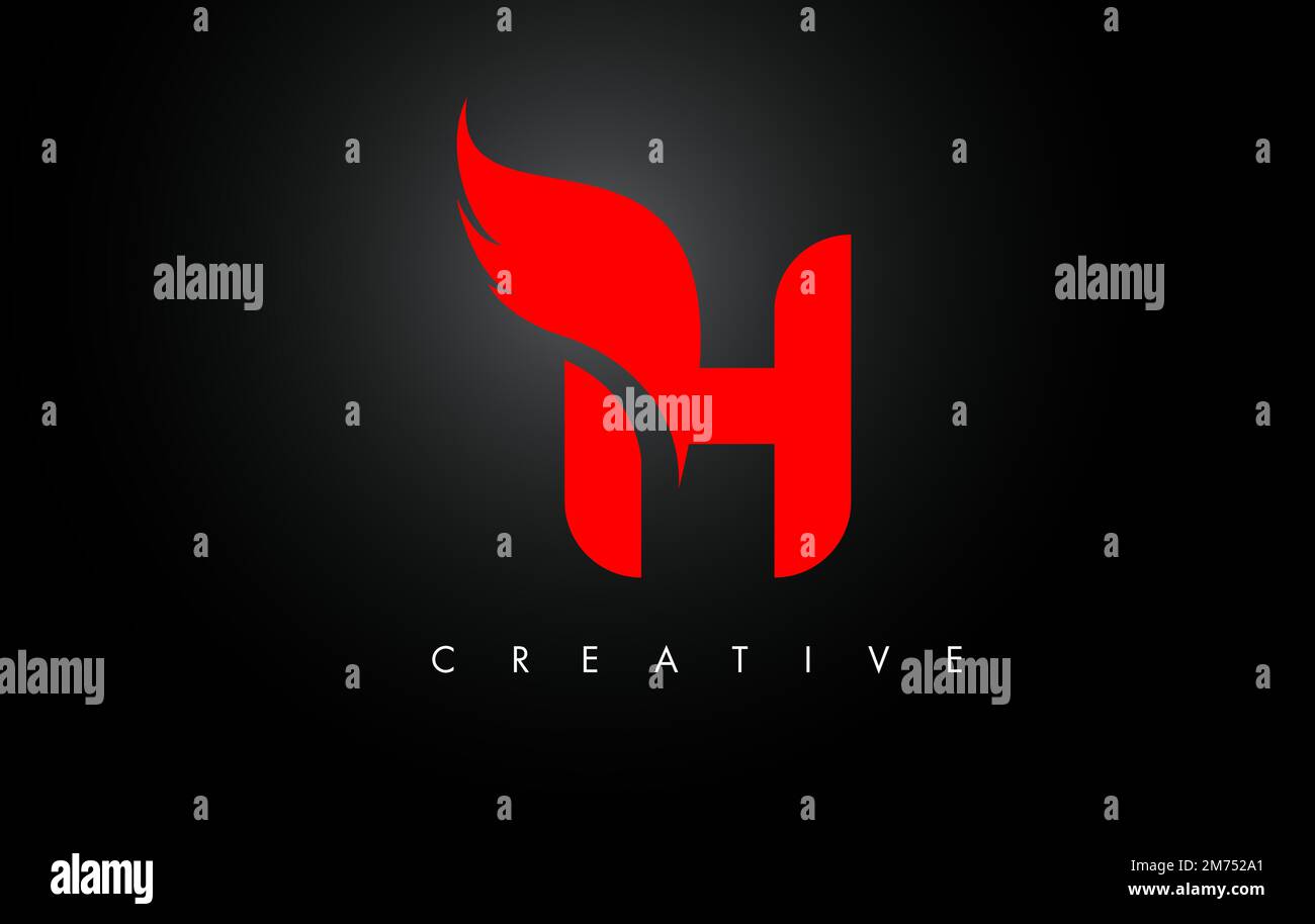 Red H Letter Wings Logo Design Icon. Flying Wing Letter Logo with ...