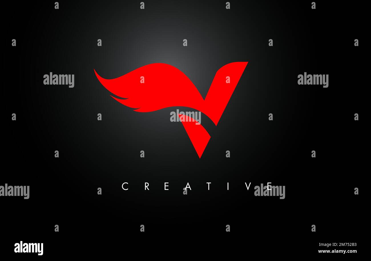 Red V Letter Wings Logo Design Icon. Flying Wing Letter Logo with ...