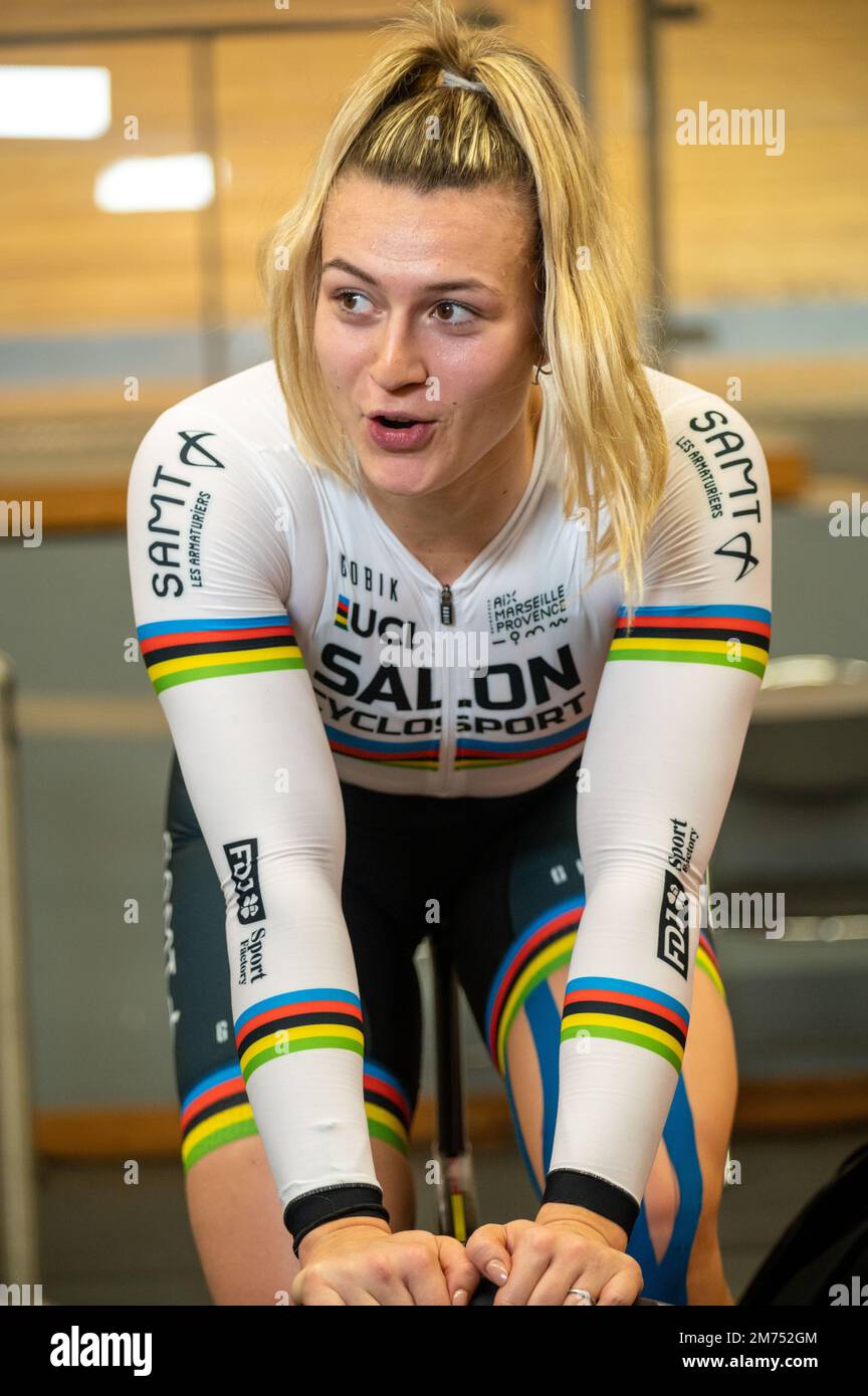 Mathilde Gros, Women's Sprint during the Track Cycling French ...