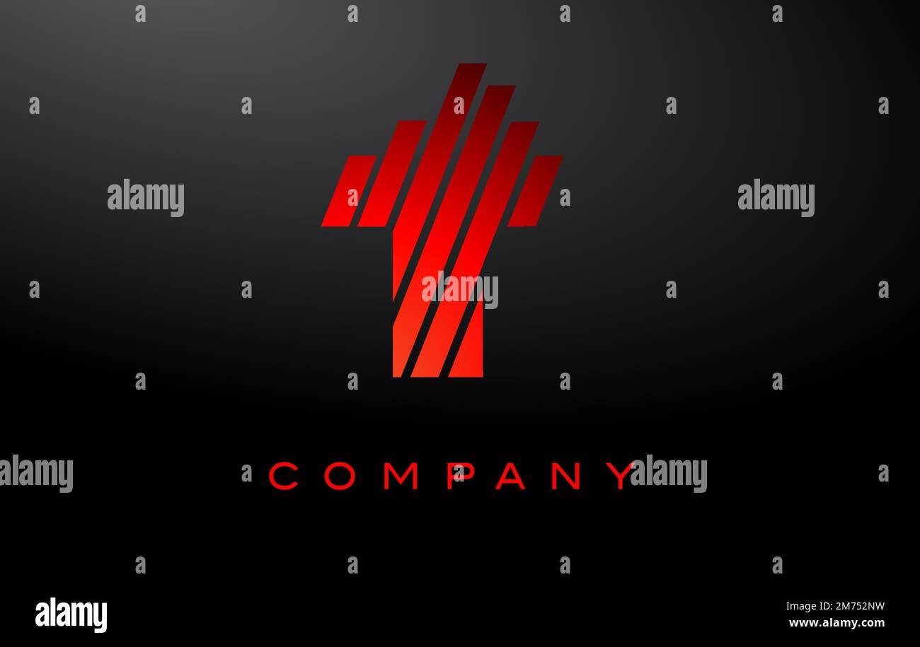 T Letter Logo Design with Red Lines Vector. Red Letter Icon ...