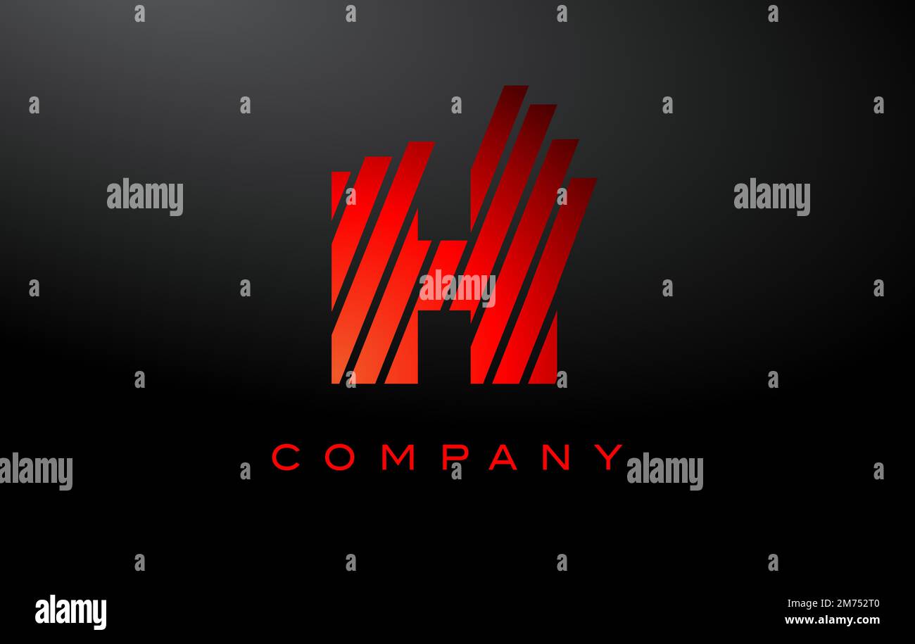 H Letter Logo Design with Red Lines Vector. Red Letter Icon ...