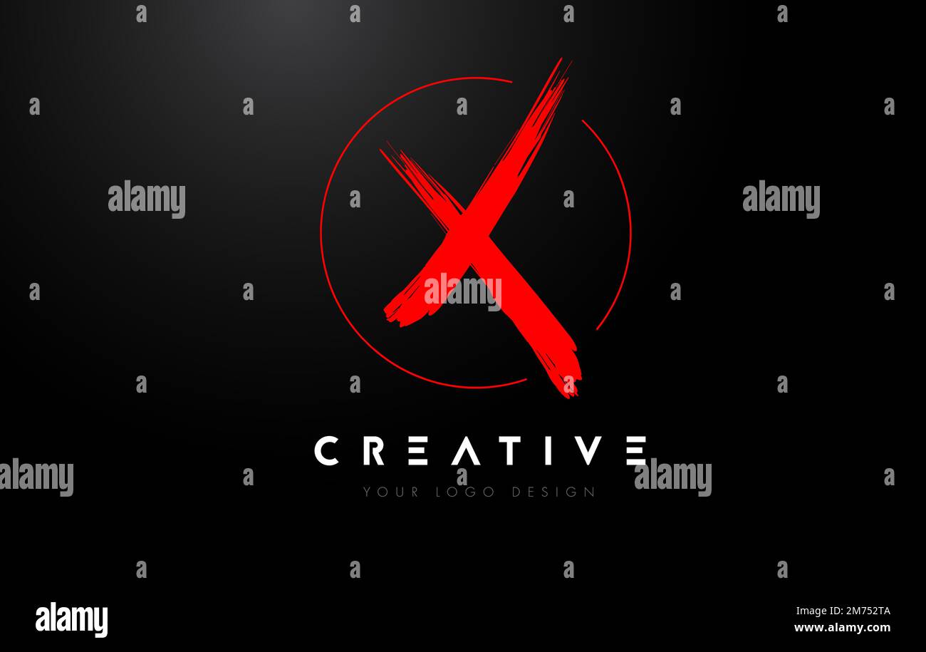 Red X Brush Letter Logo Design. Artistic Handwritten Brush Letters Logo ...