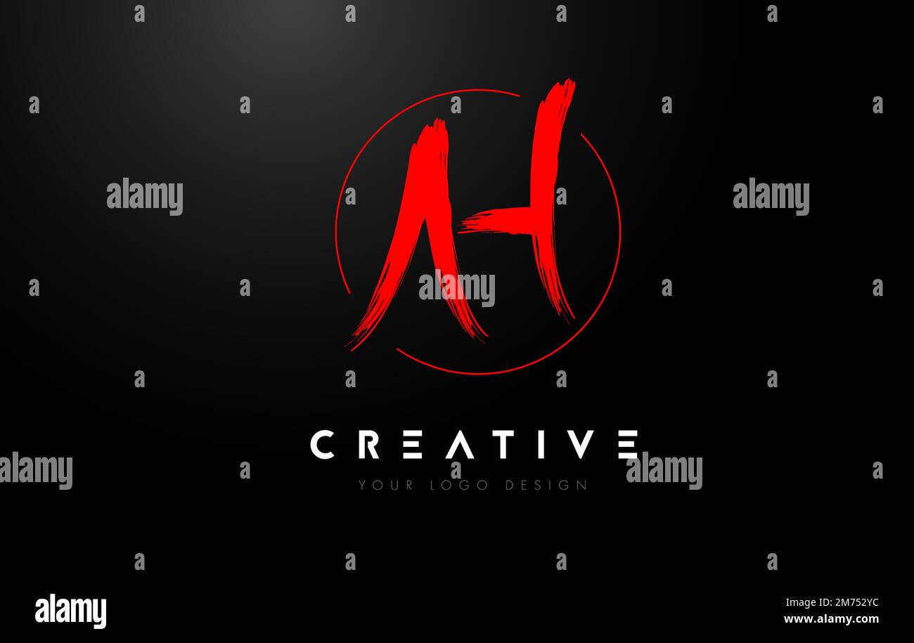 Red AH Brush Letter Logo Design. Artistic Handwritten Brush Letters ...
