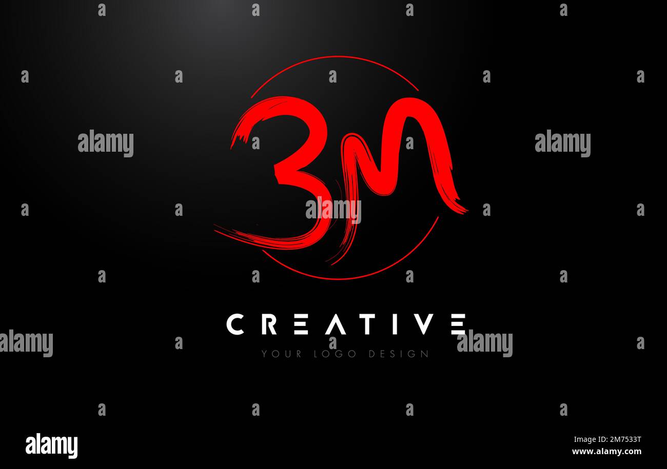 Red BM Brush Letter Logo Design. Artistic Handwritten Brush Letters ...