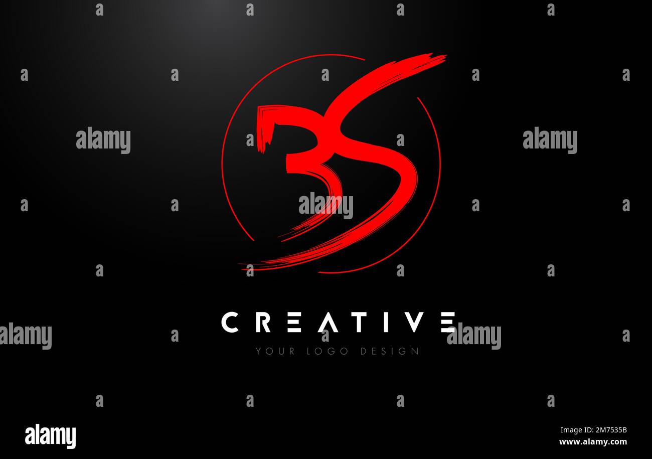 Red BS Brush Letter Logo Design. Artistic Handwritten Brush Letters ...