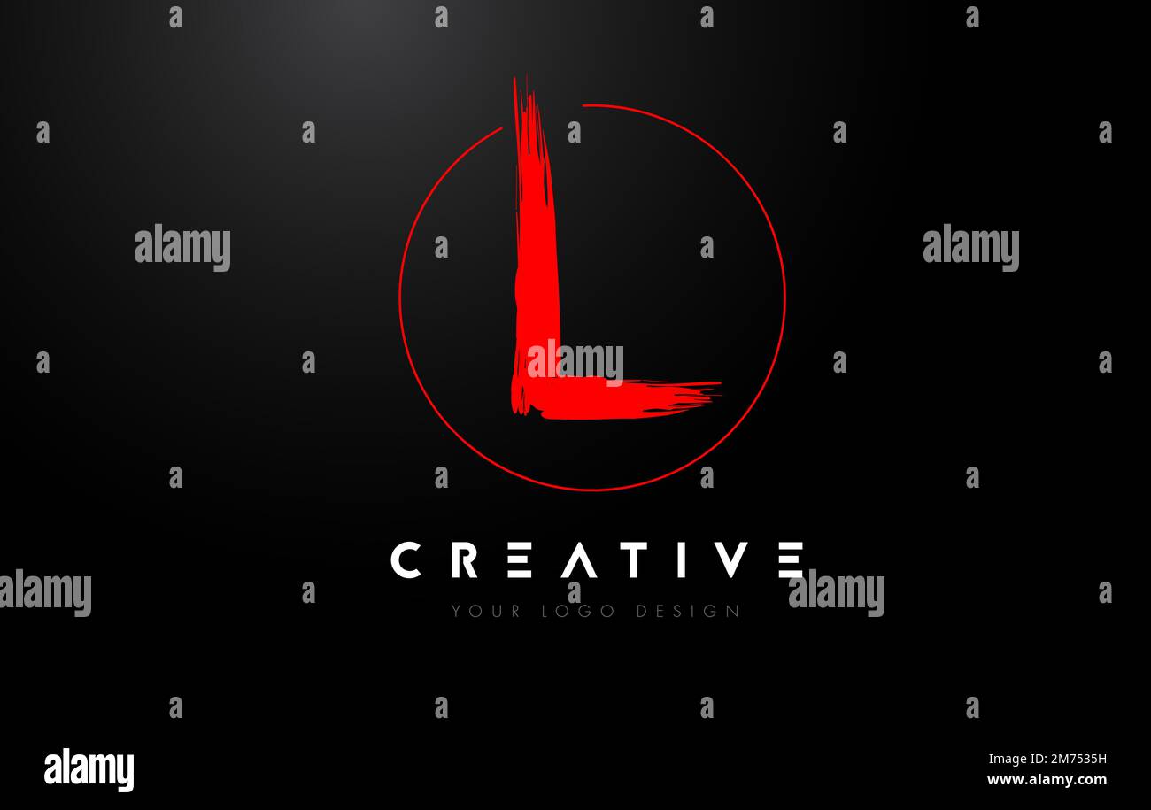 Red L Brush Letter Logo Design. Artistic Handwritten Brush Letters Logo ...