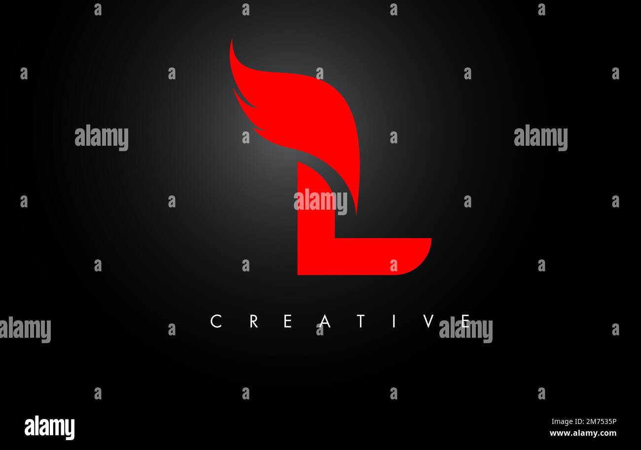 Red L Letter Wings Logo Design Icon. Flying Wing Letter Logo with ...