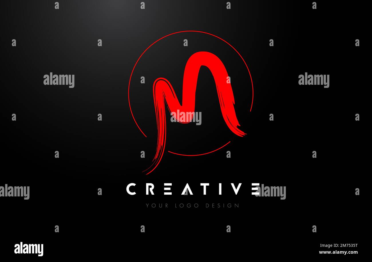 Red M Brush Letter Logo Design. Artistic Handwritten Brush Letters Logo ...