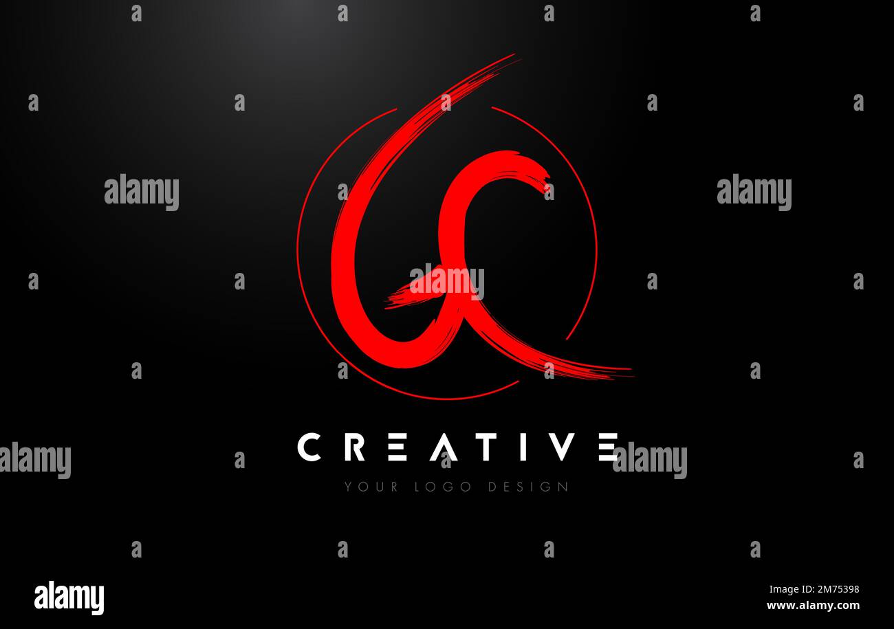 Red GC Brush Letter Logo Design. Artistic Handwritten Brush Letters ...