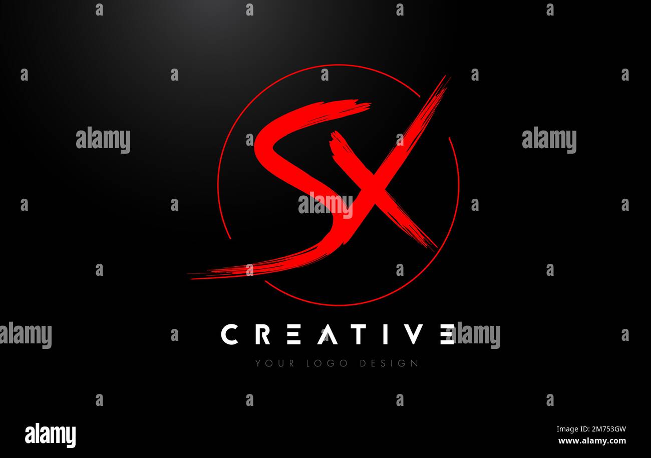 Red SX Brush Letter Logo Design. Artistic Handwritten Brush Letters ...