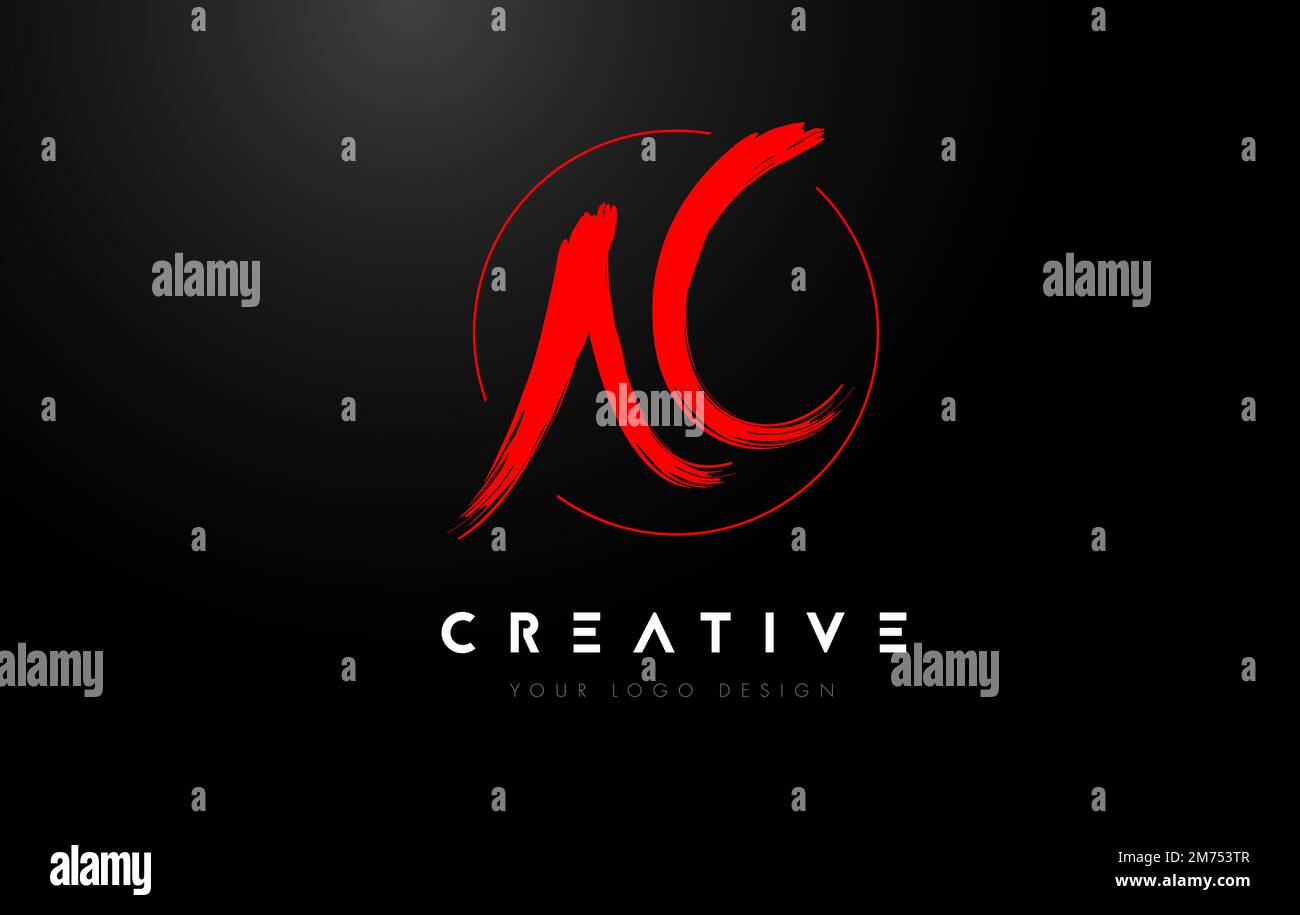 Red AC Brush Letter Logo Design. Artistic Handwritten Brush Letters ...