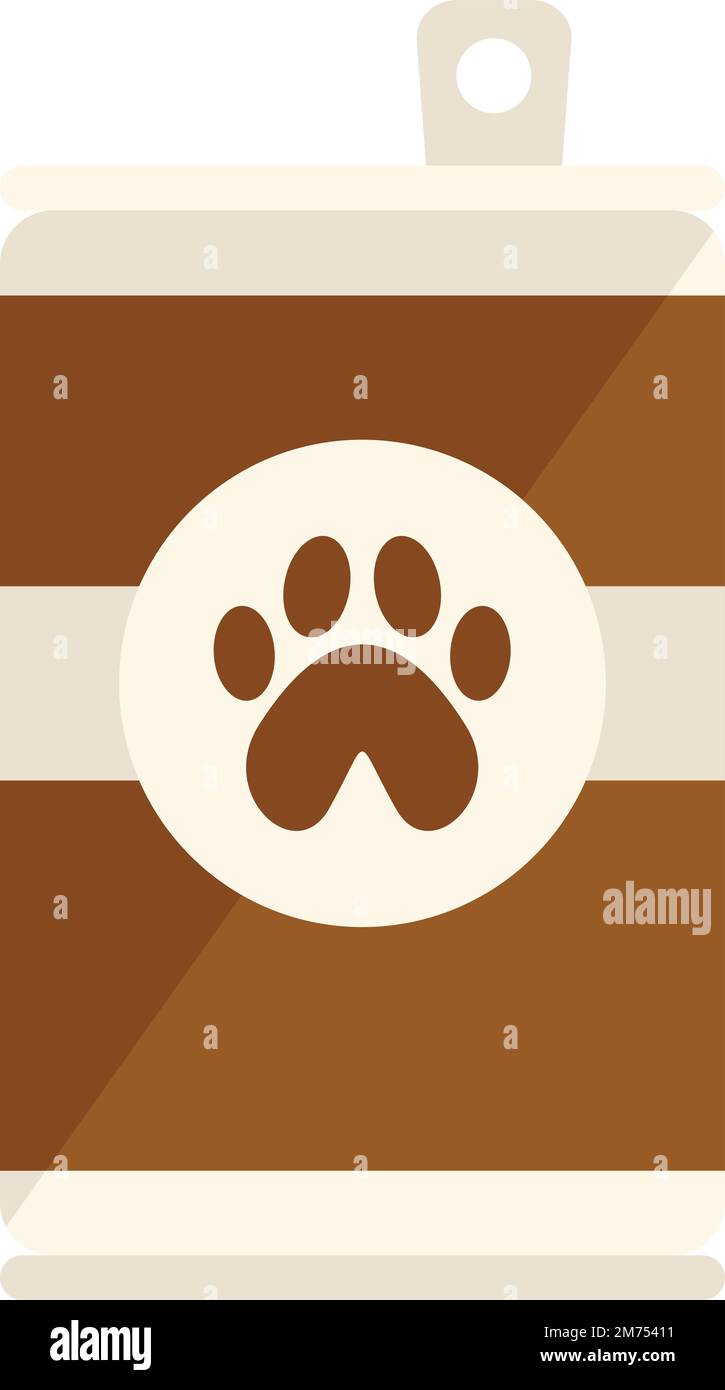 Chicken dog food can icon flat vector. Pet animal. Plate feed isolated ...