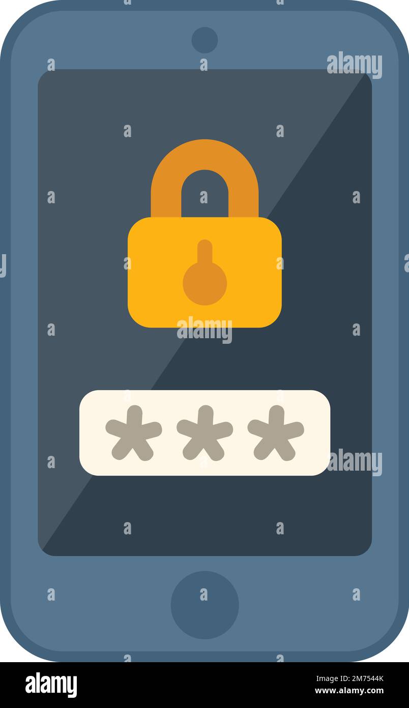Smartphone lock icon flat vector. Ui page. Mobile design isolated Stock ...