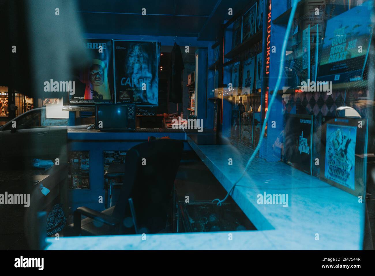 a weird store window, that made me feel like a time traveller Stock ...