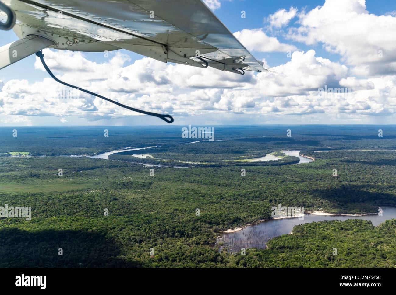 02 January 2023, Brazil, Manaus: A river meanders through the Amazon ...