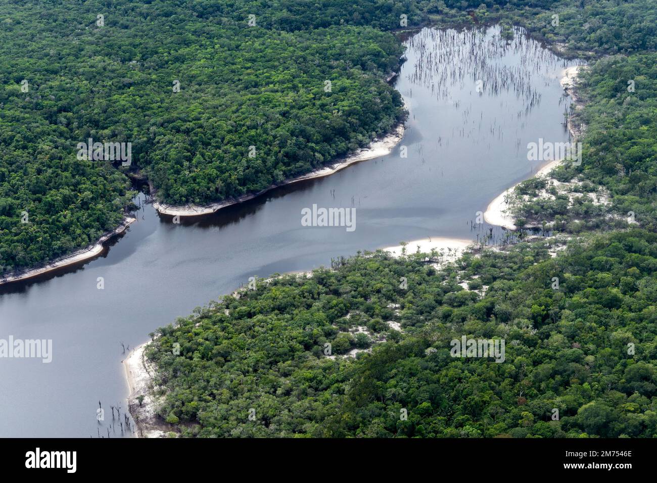 02 January 2023, Brazil, Manaus: An expanse of water can be seen in the ...