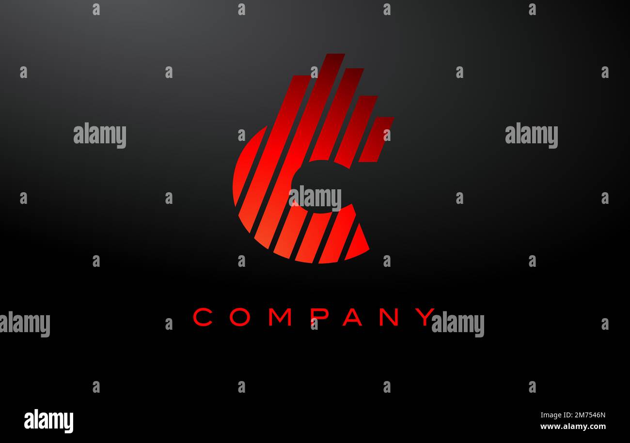 C Letter Logo Design with Red Lines Vector. Red Letter Icon ...