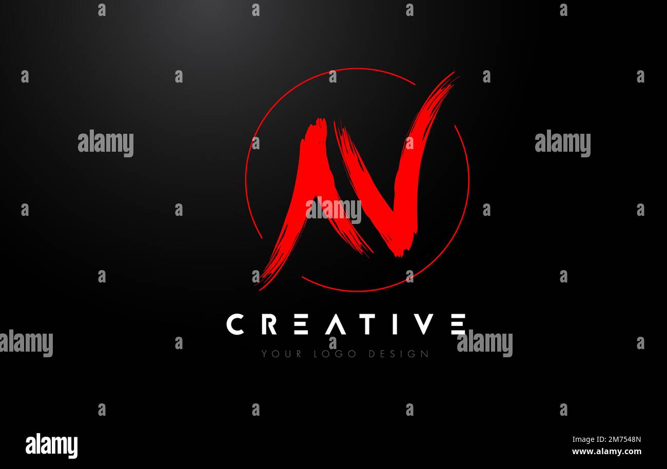 Red N Brush Letter Logo Design. Artistic Handwritten Brush Letters Logo ...