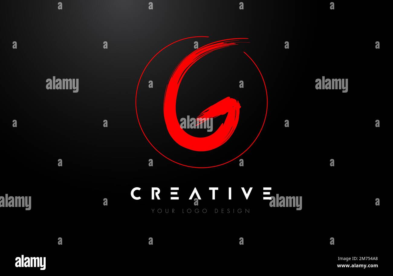 Red G Brush Letter Logo Design. Artistic Handwritten Brush Letters Logo ...