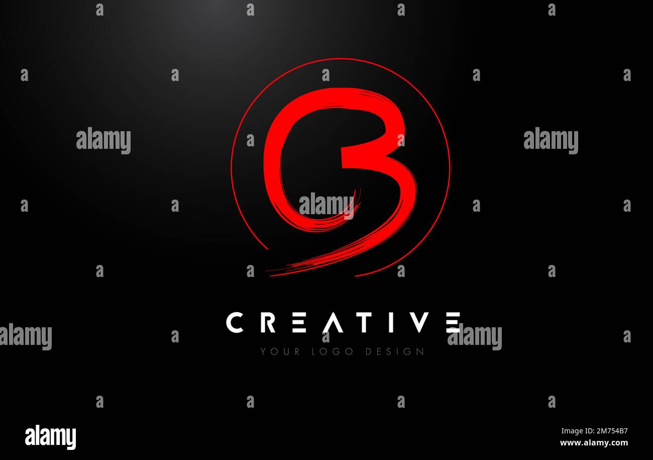 Red CB Brush Letter Logo Design. Artistic Handwritten Brush Letters ...
