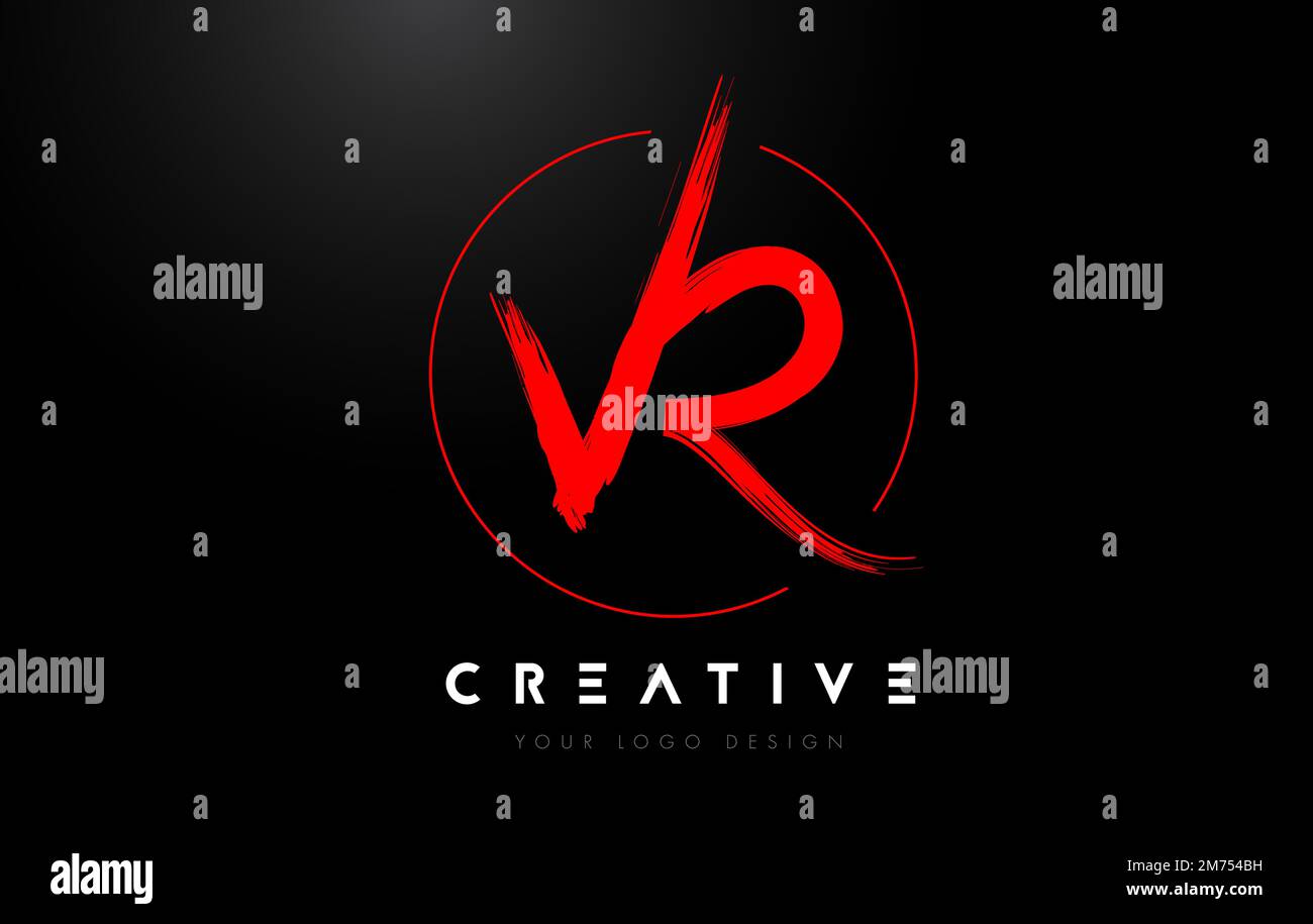 Red VR Brush Letter Logo Design. Artistic Handwritten Brush Letters ...
